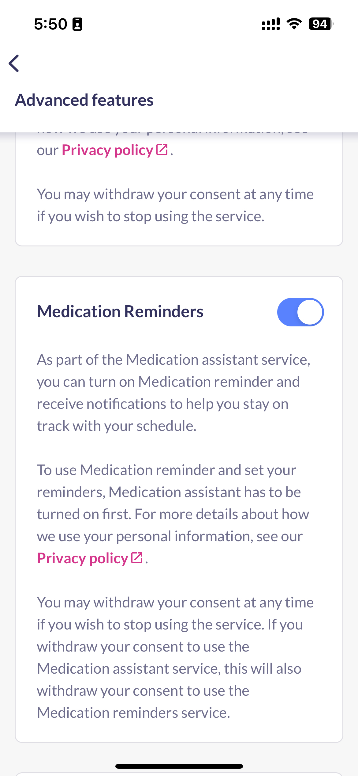 Medication reminders (iOS and Android) | Patient Access Support Portal